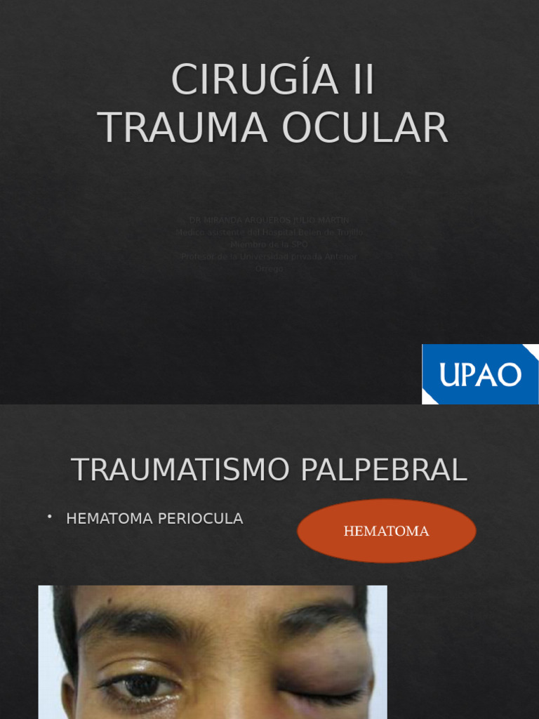 Manejo del Trauma Ocular y Quemaduras | PDF | Quemar | Especialidades ...