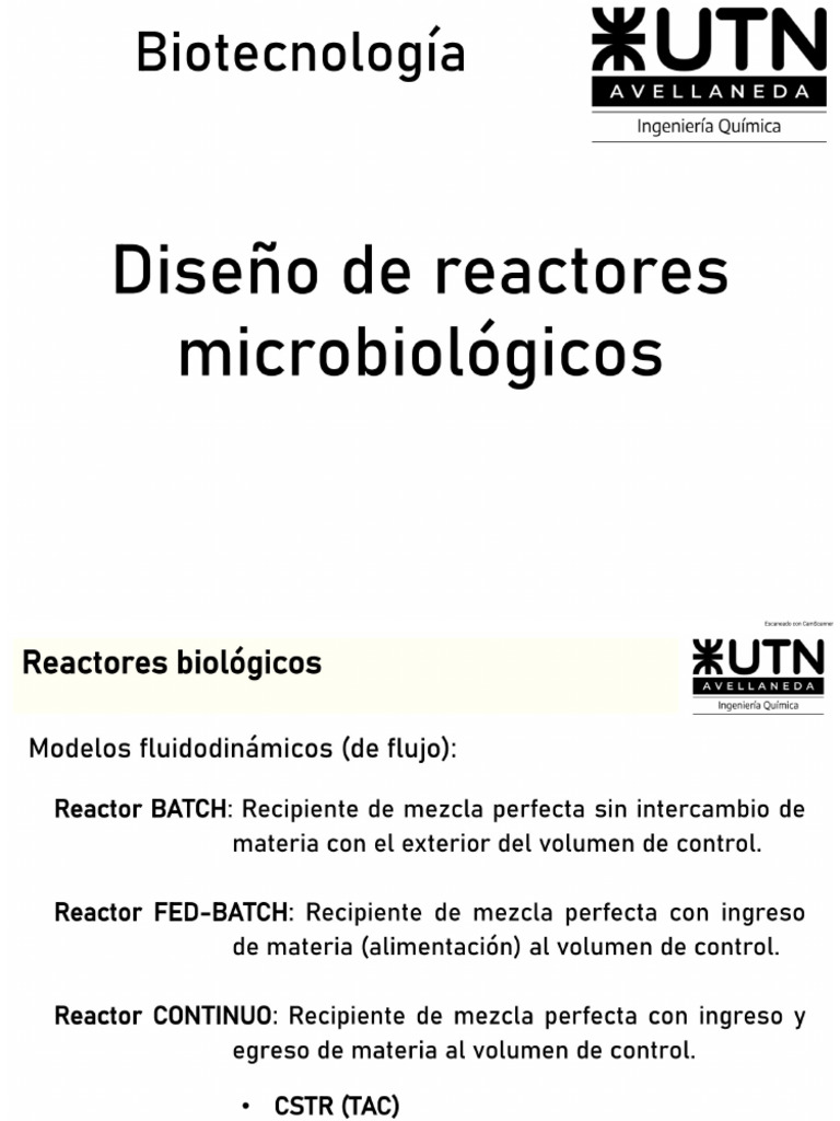 Clase 8 - Diseño de Reactores Microbiológicos I | PDF