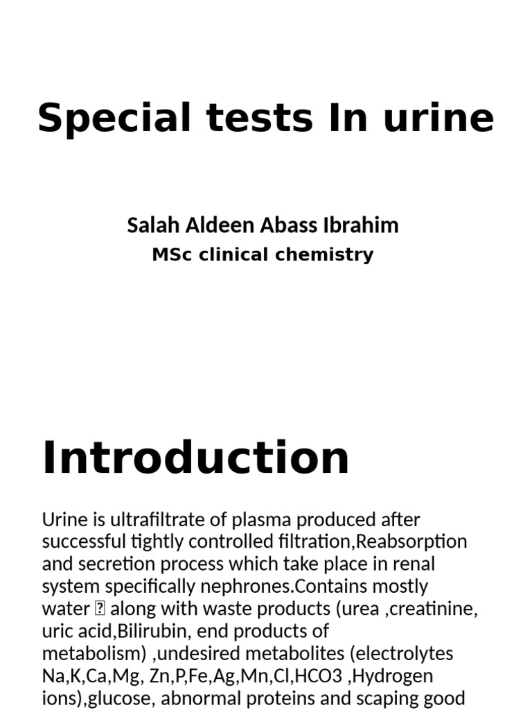 Special Tests in Urine | PDF | Urinary Tract Infection | Urine