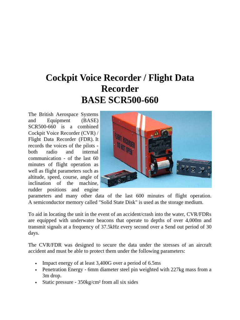 CVR-FDR Base SCR500-660 | PDF