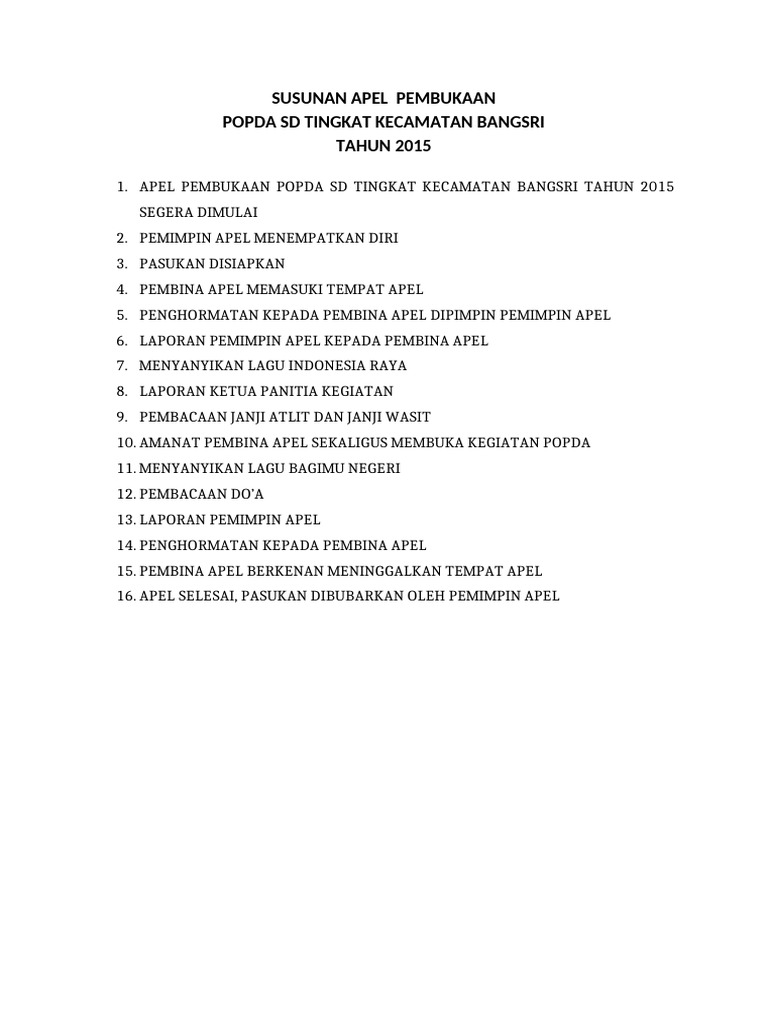 Susunan Apel Pembukaan | PDF