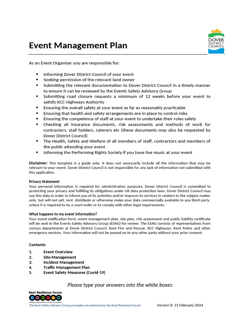EventManagementPlan Revised v8 | PDF | Traffic | Emergency