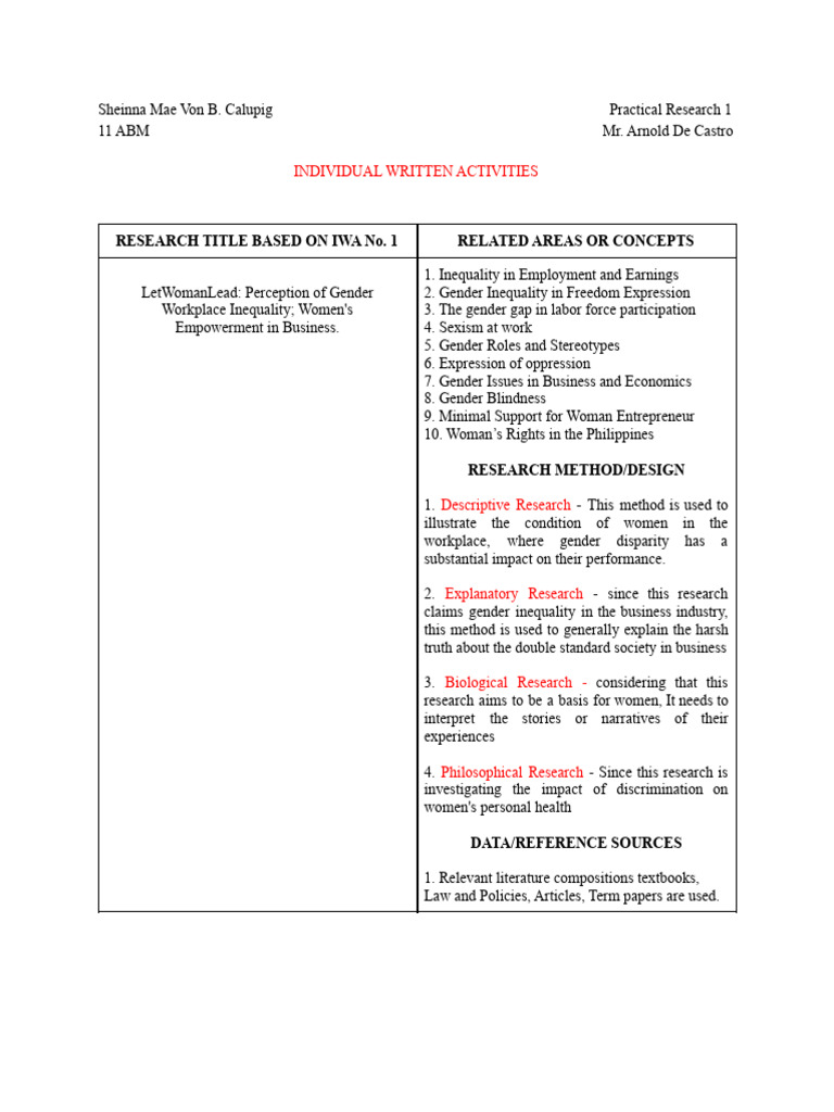 Gender Inequality in Business Research | PDF | Gender Inequality ...