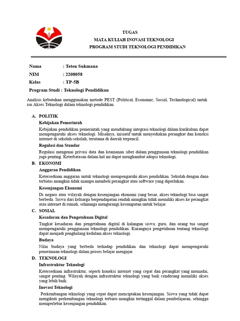 TETEN SUKMANA - 2208058 - TP 5B - Inovasi Teknologi | PDF