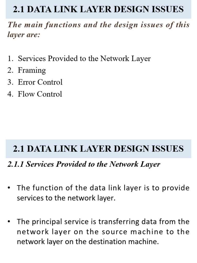 Design Issues of Datalink Layer | PDF | Network Architecture | Computer Data