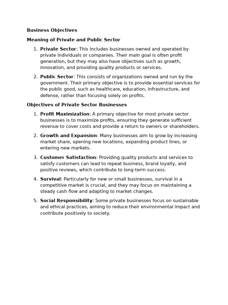 Private vs Public Sector Goals | PDF | Finance & Money Management