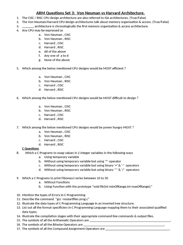 2 Von Neuman Vs Harvard | PDF | C (Programming Language) | Integer (Computer Science)