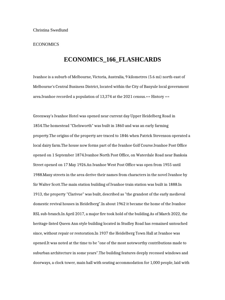 Economics 166 Flashcards | PDF