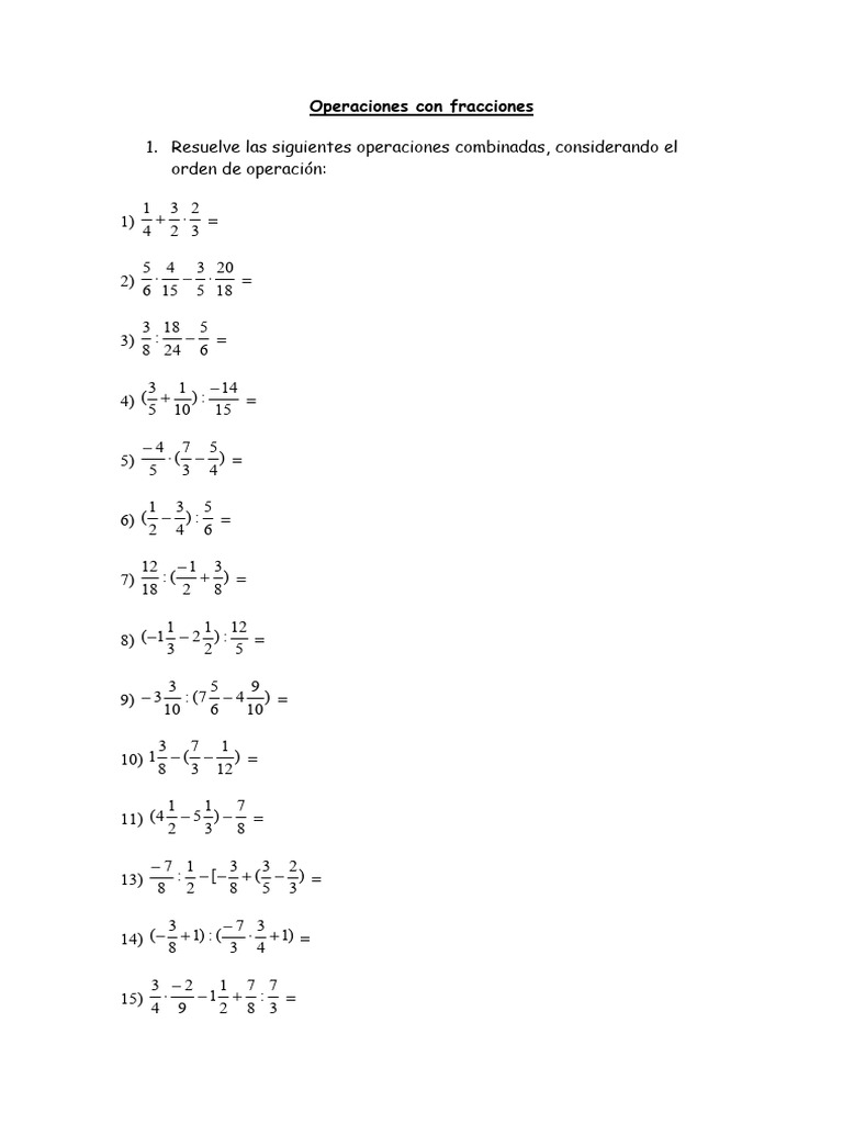 Ejercicios Con Números Racionales | PDF