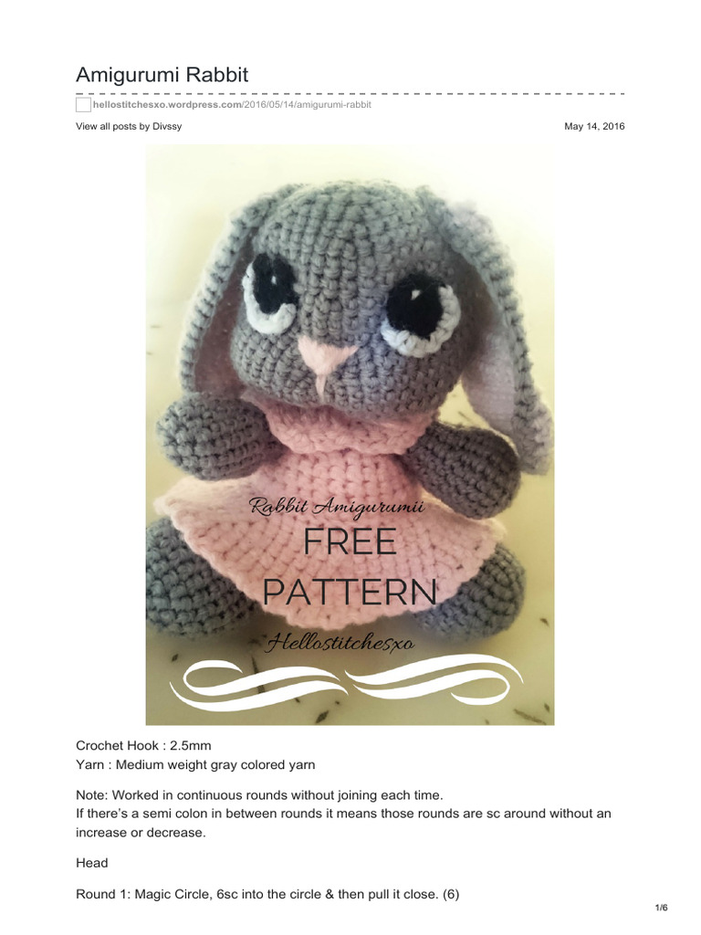Hellostitchesxo Wordpress Com-Amigurumi Rabbit 1 | PDF | Crochet | Clothing