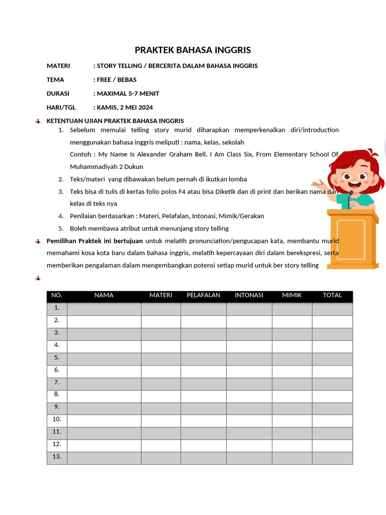 PRAKTEK BAHASA INGGRIS Kelas 6 | PDF | Seni & Disiplin Bahasa | Kajian Bahasa Asing