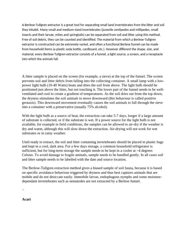 Tullgren Funnel and Mite Review | PDF | Predation