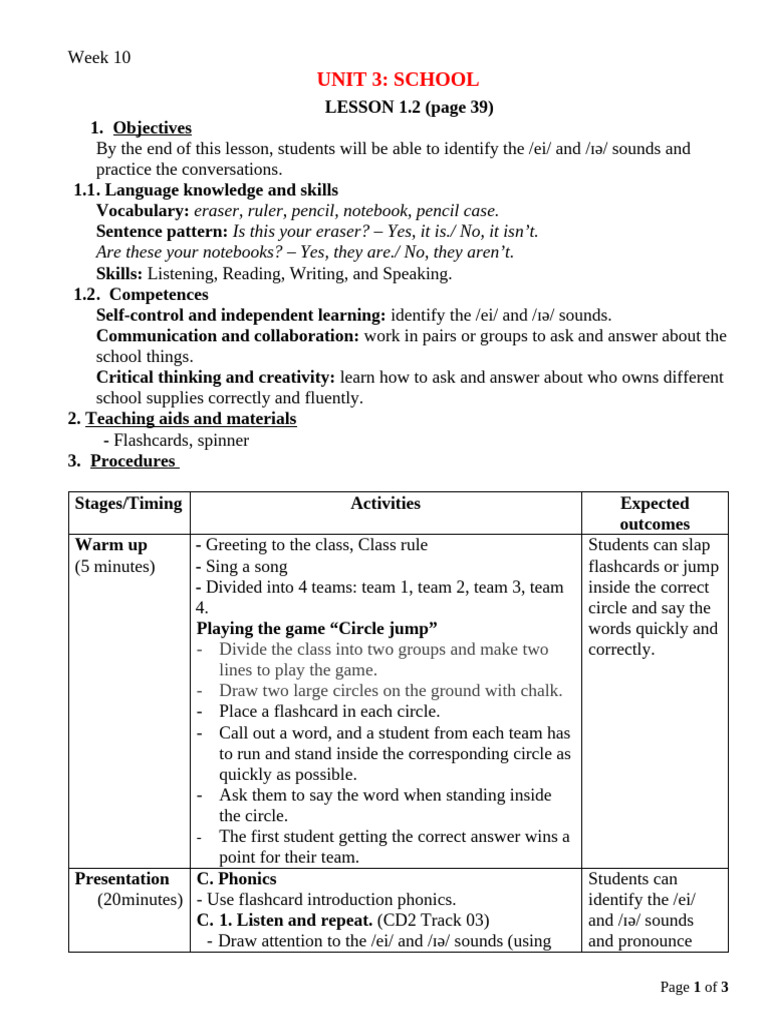 Week 10 - iSS - Unit 3 - School - Lesson 1.2 - Grade 3 - Page 39 | PDF ...