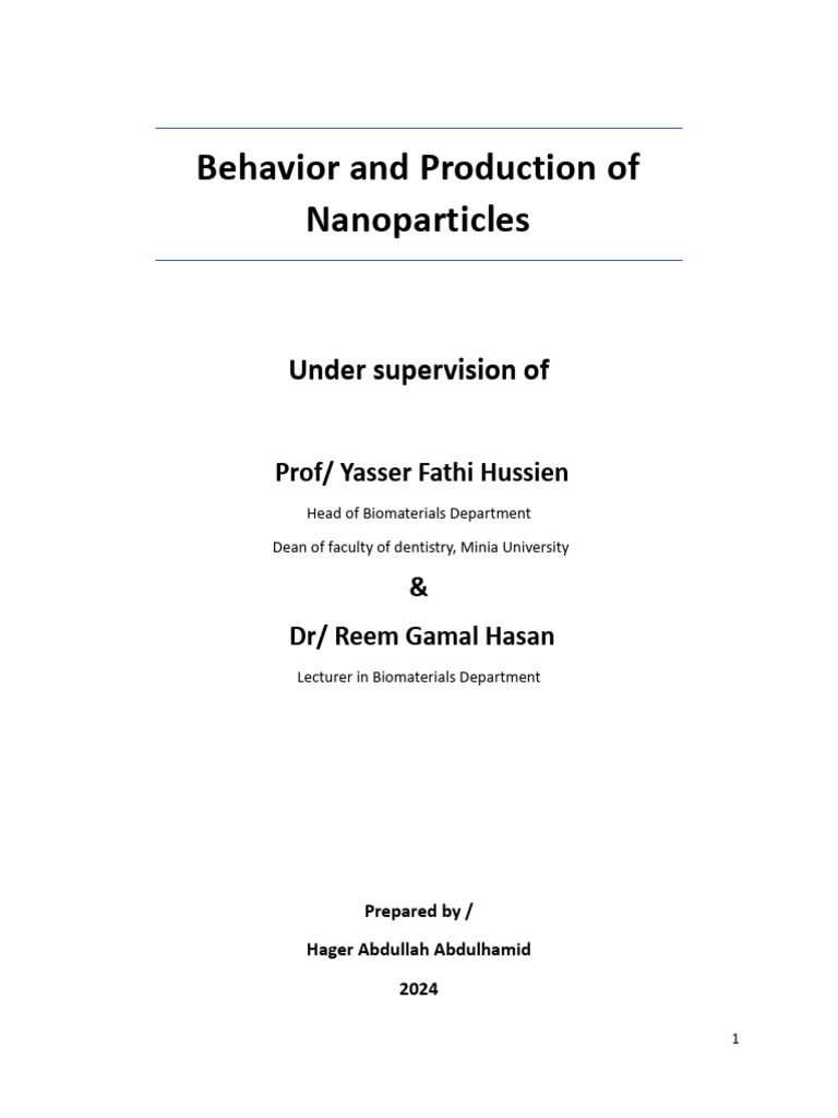 Behavior and Production of Nanoparticles | PDF | Nanoparticle | Colloid