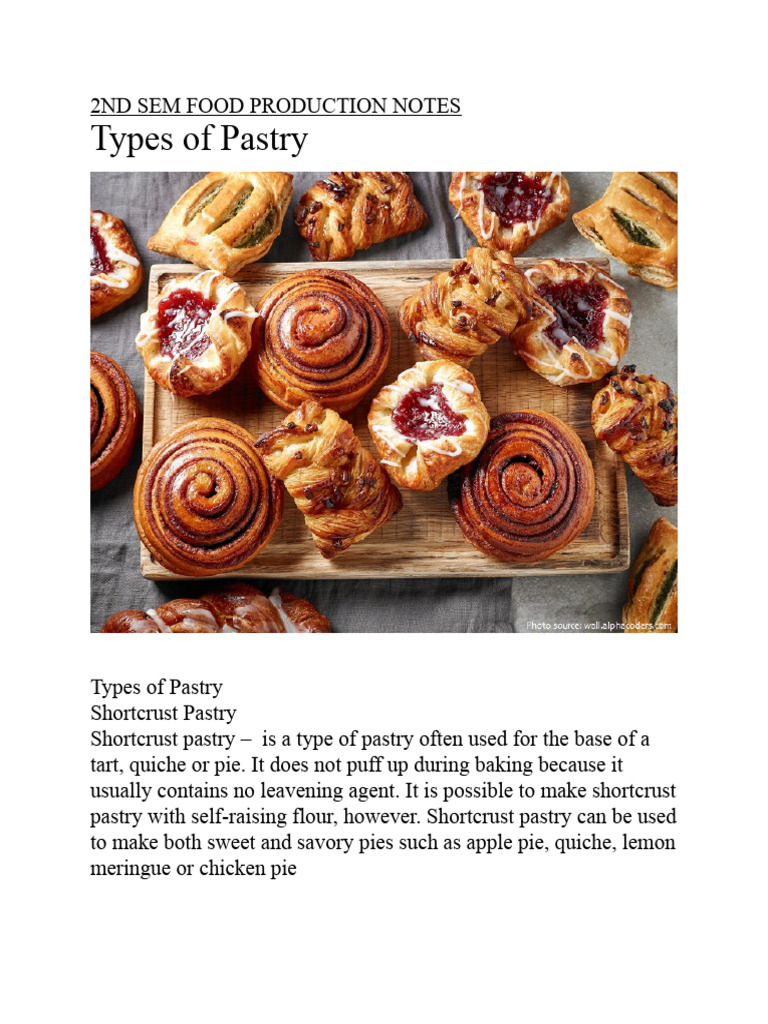 Types of Pastry (2nd Sem) | PDF | Custard | Baking