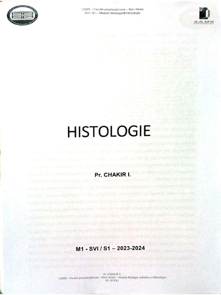 Cours Histologie S1 | PDF