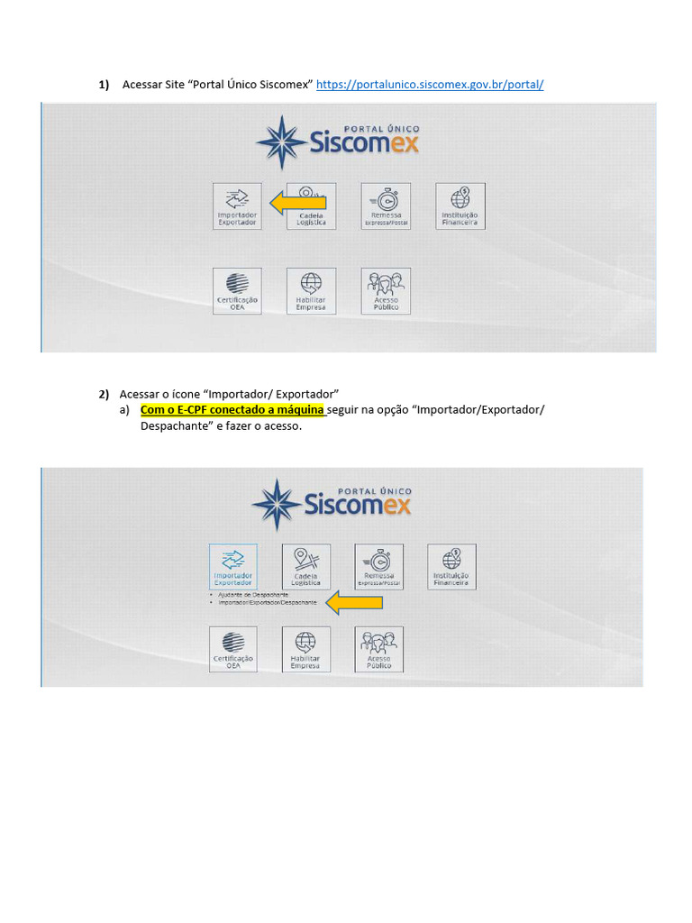 RADAR - Passo A Passo Vinculação Portal Único Siscomex | PDF