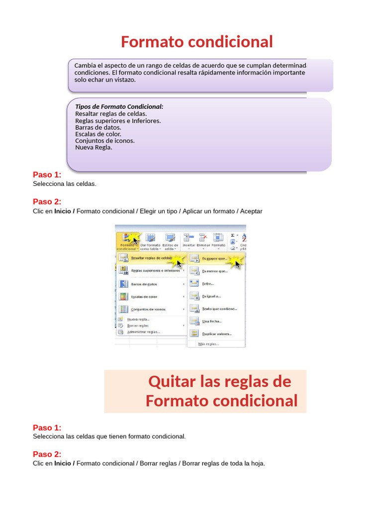 Guía de Formato Condicional en Excel | PDF