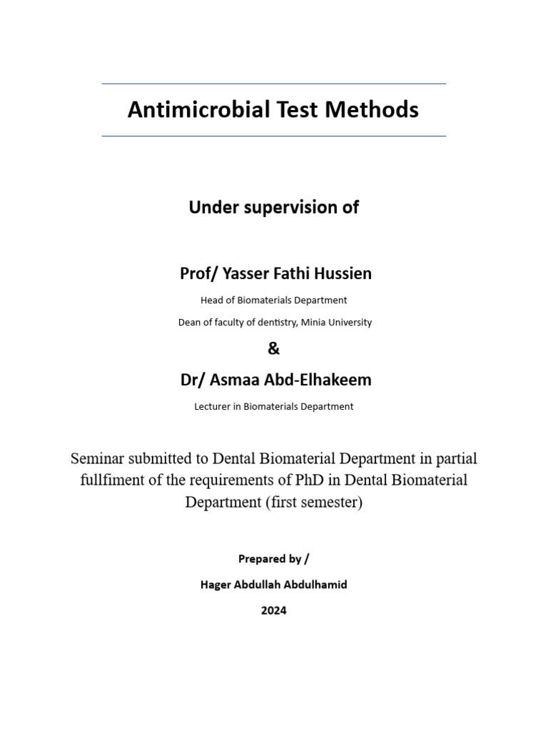 Antimicrobial Test Methods | PDF | Antimicrobial Resistance ...