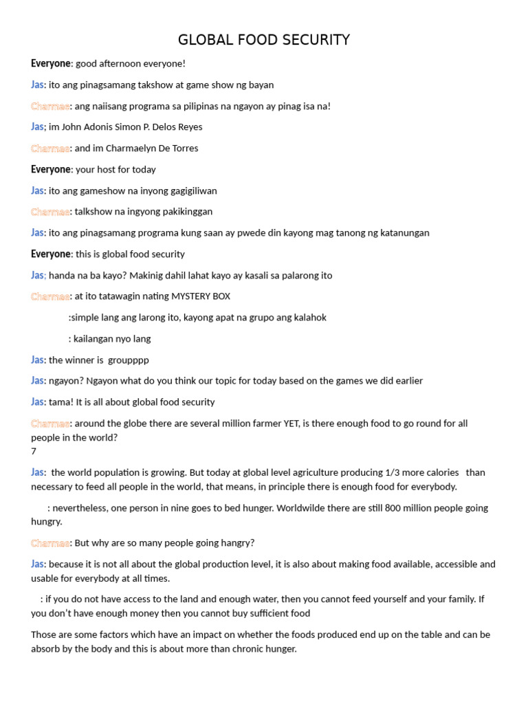 Global Food Security | PDF