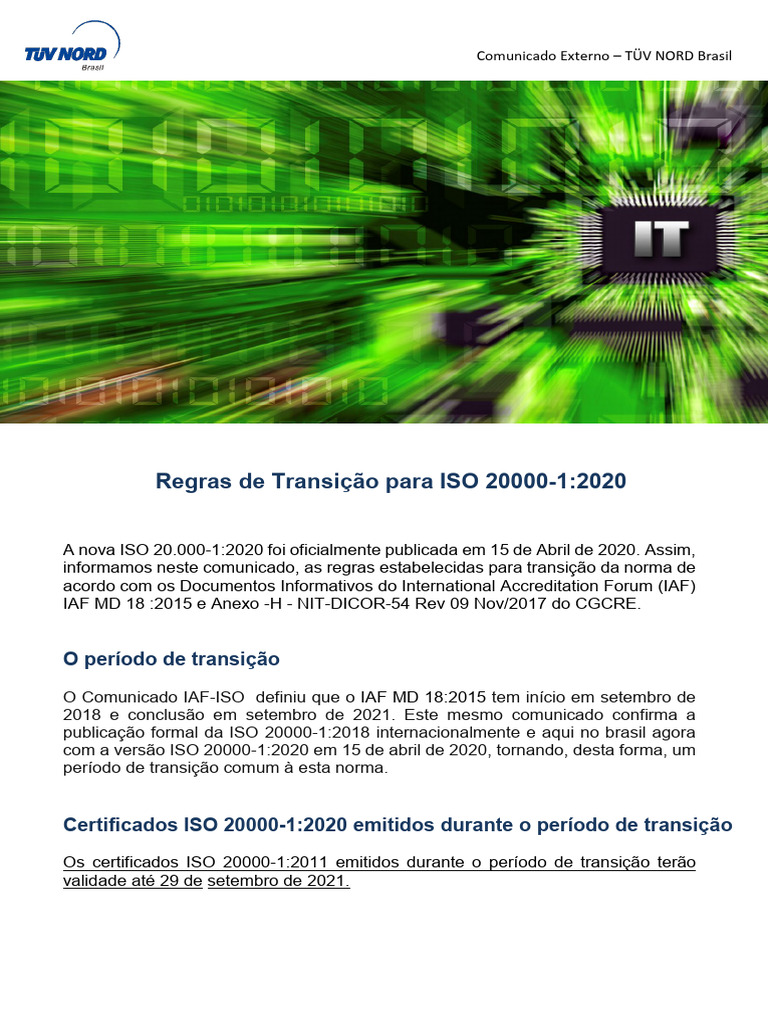 Regras de Transicao ISO 20000-12020 | PDF | Brasil