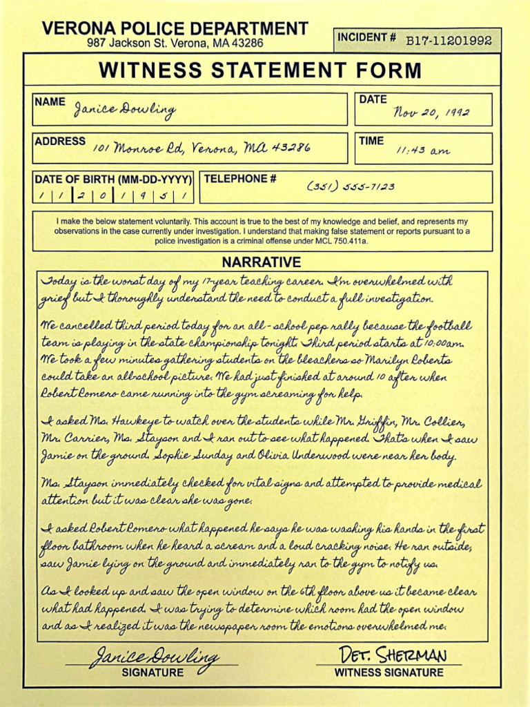 Jaime Banks - Janice Dowling Witness Statement | PDF