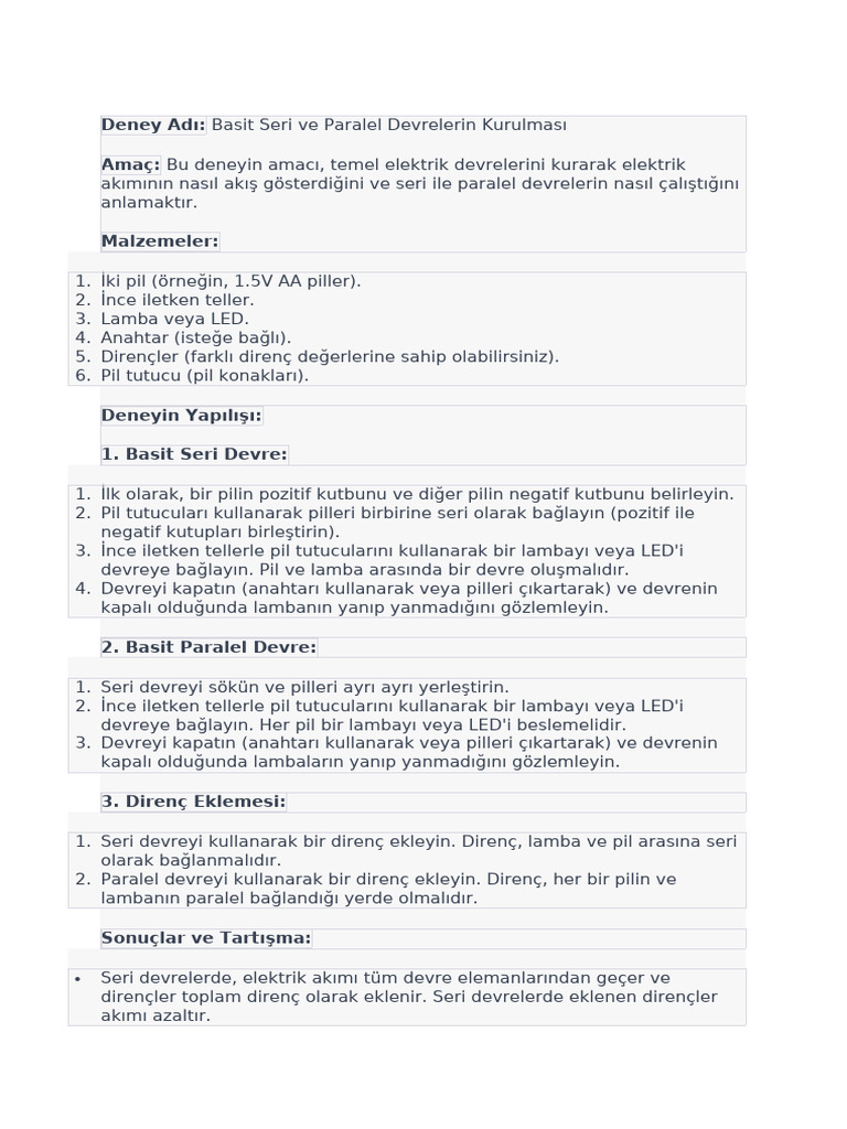 Basit Devre Kurulumu | PDF