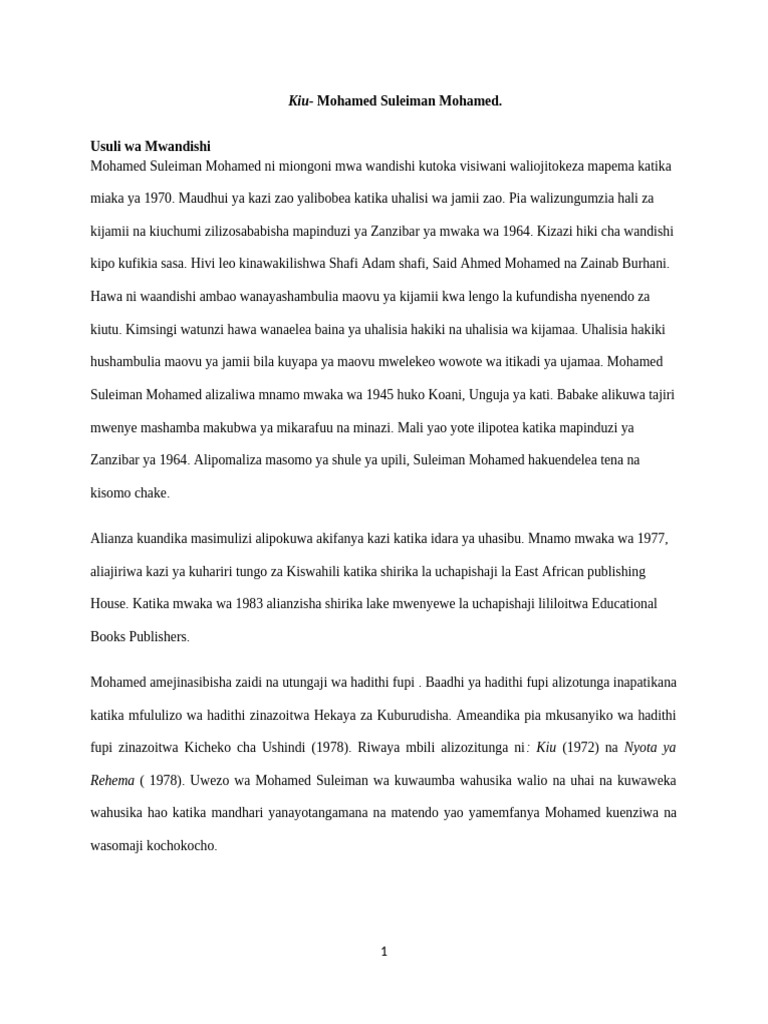 Somo 8b Kiu - Mohamed Suleiman Mohamed | PDF