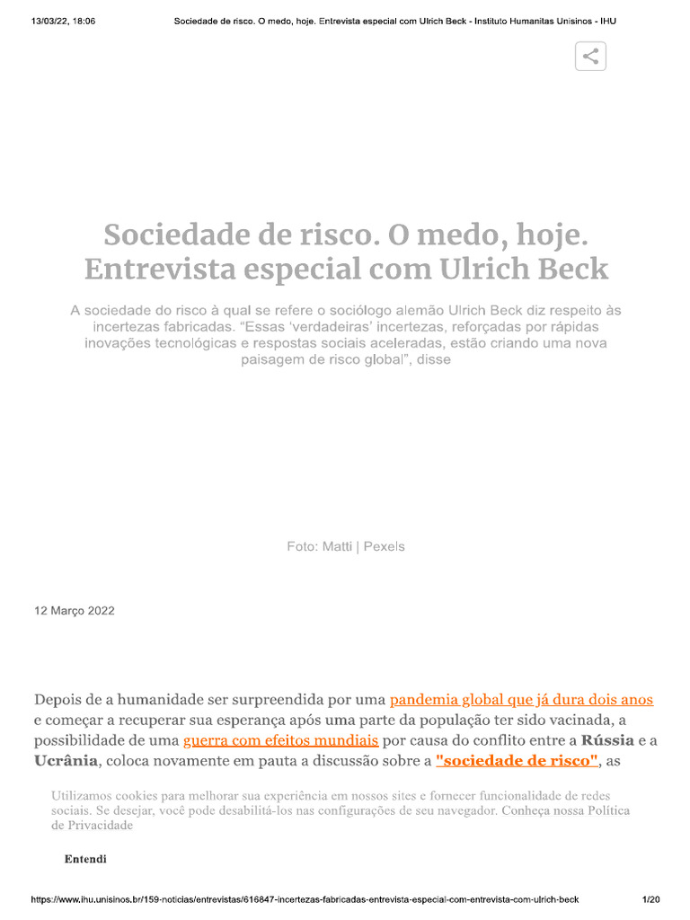 Sociedade de Risco - Ulrich Beck | PDF