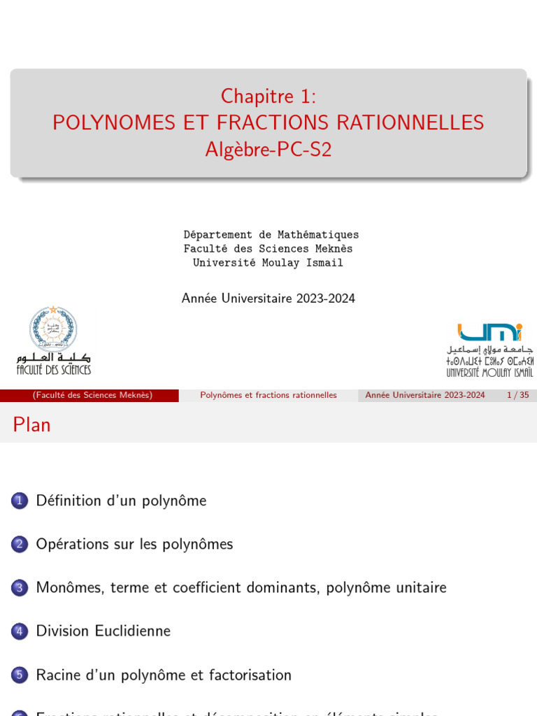 Polynômes et Unités en Algèbre | PDF | Polynôme | Zéro d'une fonction