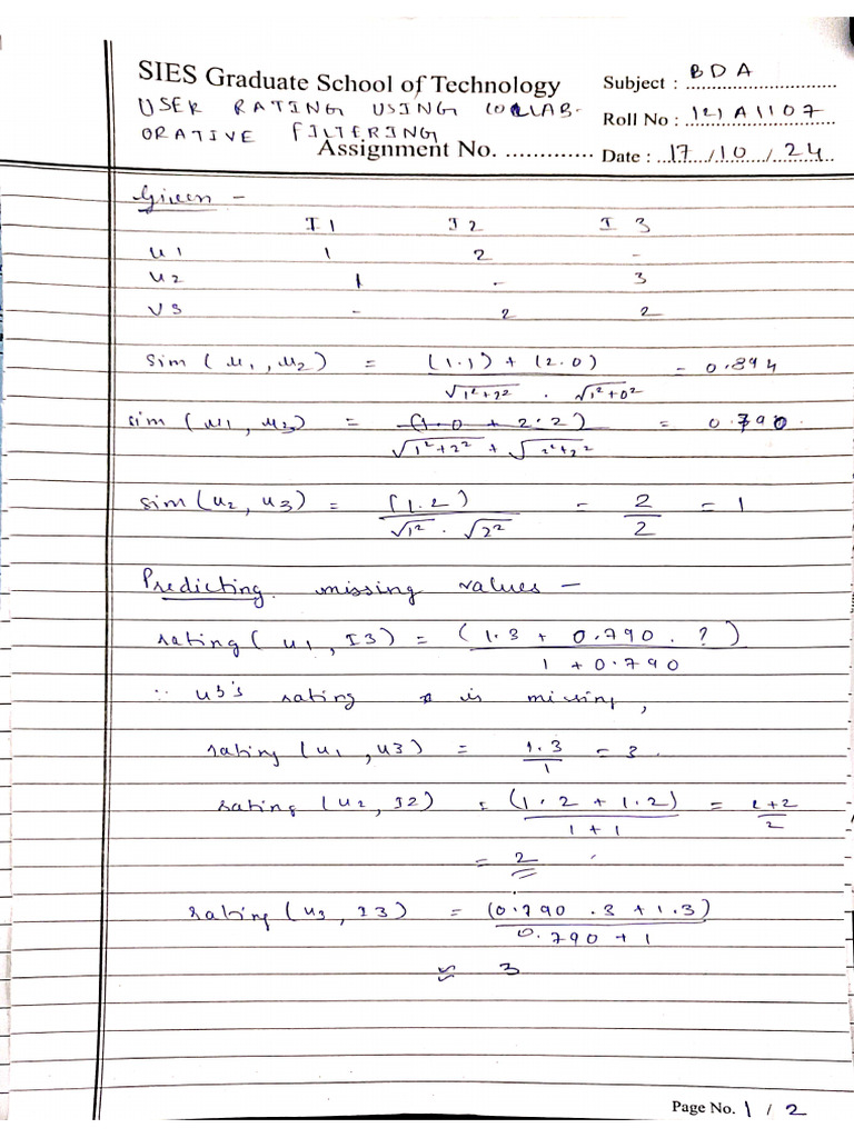 Collaborative Filtering BDA | PDF