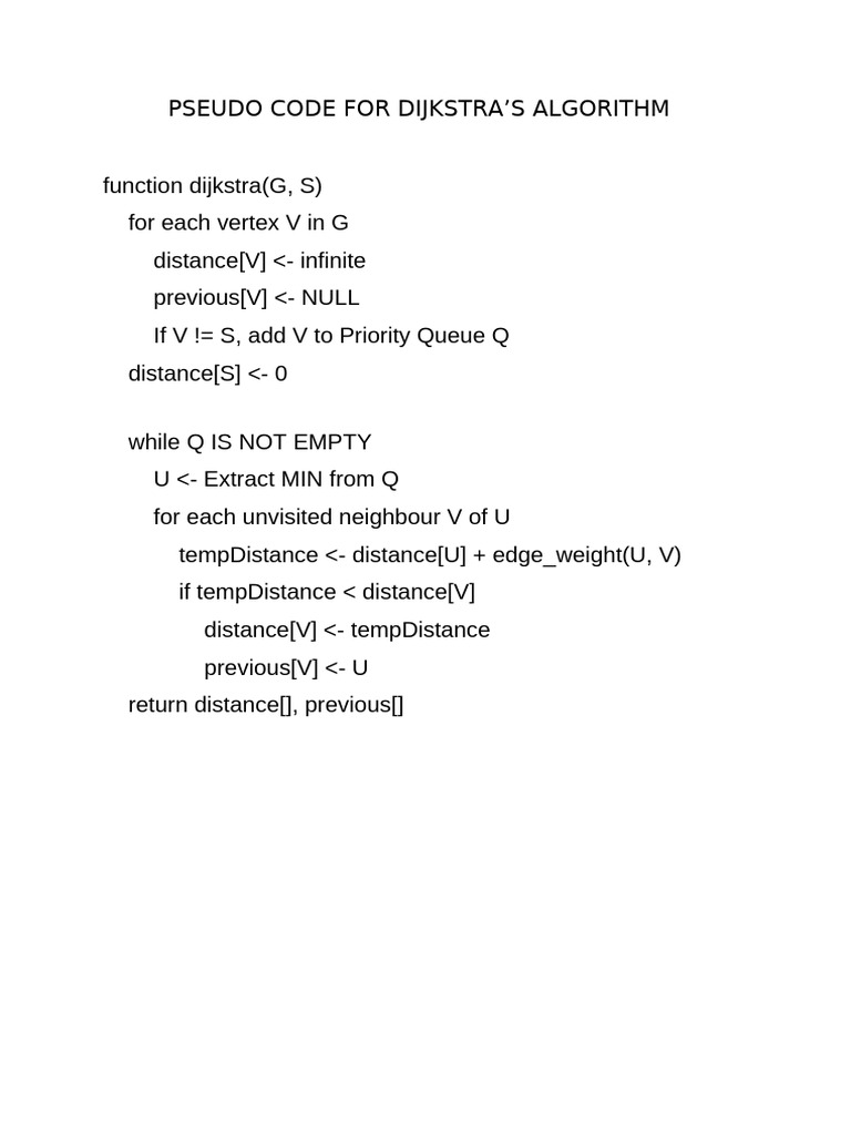 Pseudo Code For Dijkstra | PDF | Computers | Technology & Engineering