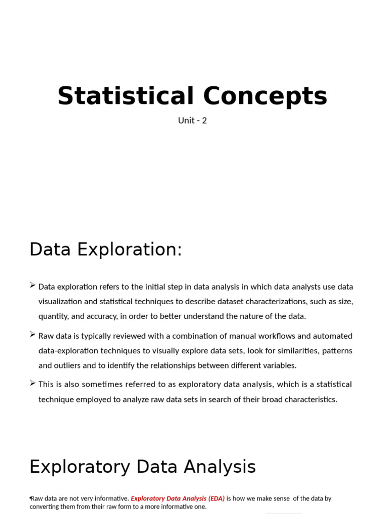 Statistical Concepts Unit-2 DA | PDF | Skewness | Sampling (Statistics)
