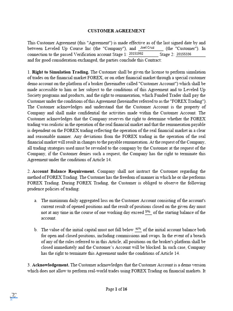 Customer Agreement for FOREX Trading | PDF | Http Cookie | Websites