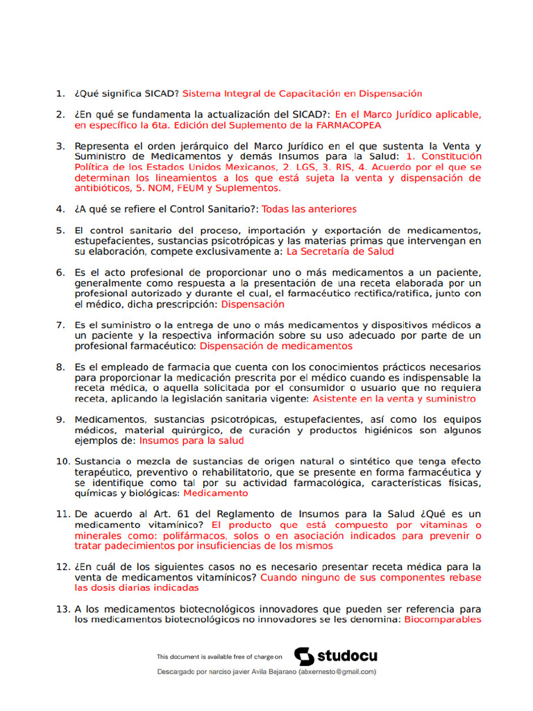Guía Sicad 2023 Preguntas Nuevas | PDF