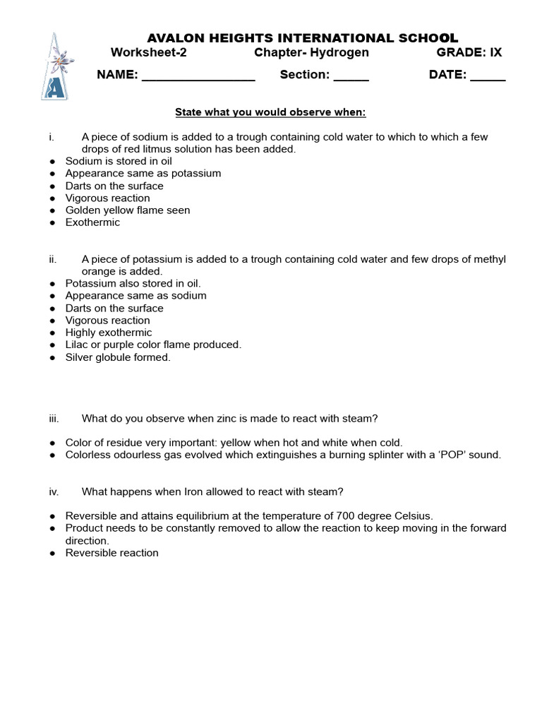 Worksheet-2 Answer Key | PDF