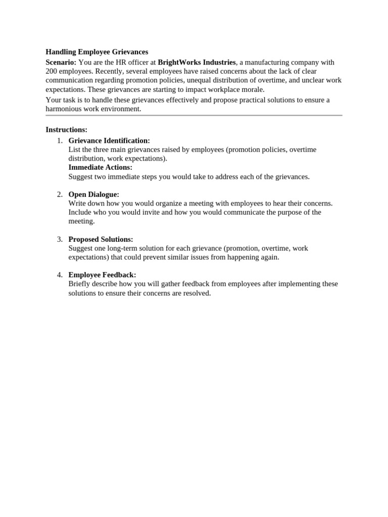 Handling Employee Grievances ASSIGNMENT HR 302 | PDF