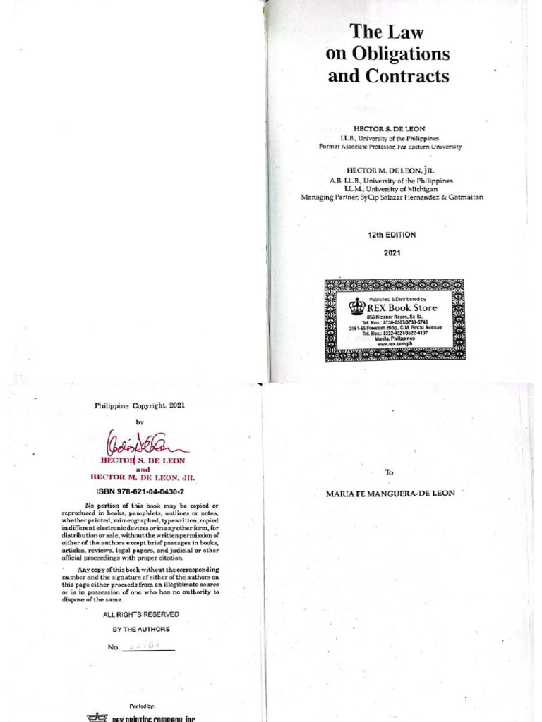 Law on Obligations and Contracts | PDF