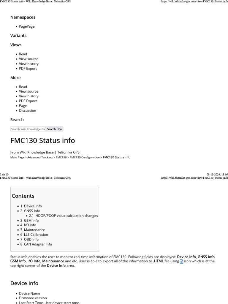 FMC130 Status Info - Wiki Knowledge Base - Teltonika GPS | PDF | Global ...
