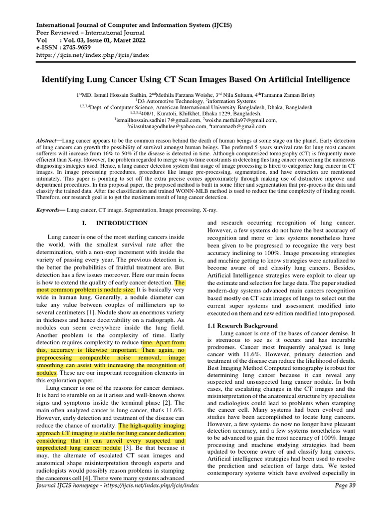 Identifying Lung Cancer Using CT Scan Im Db51bda9 | PDF | Image ...