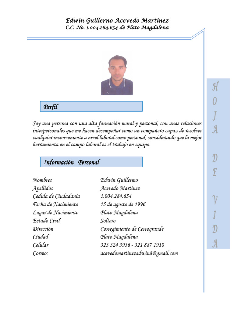 Hoja de Vida Edwin Acevedo | PDF