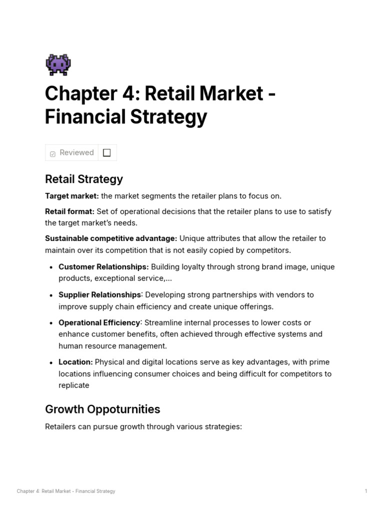 Retail Management: Retail Market - Financial Strategy | PDF | Retail | Market (Economics)
