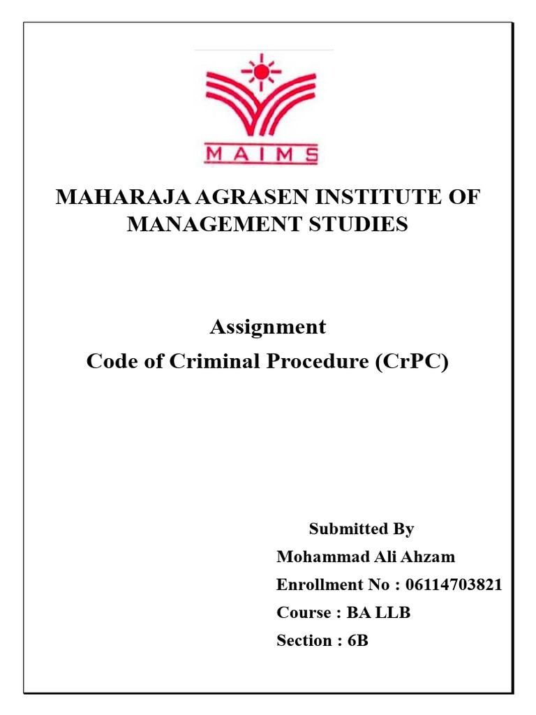 Ali Ahzam CRPC Assignment | PDF | Plea Bargain | Prosecutor