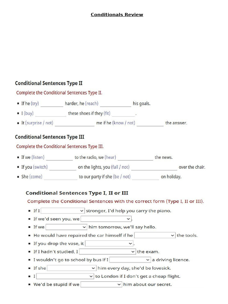 Conditionals Review | PDF | Language Arts & Discipline