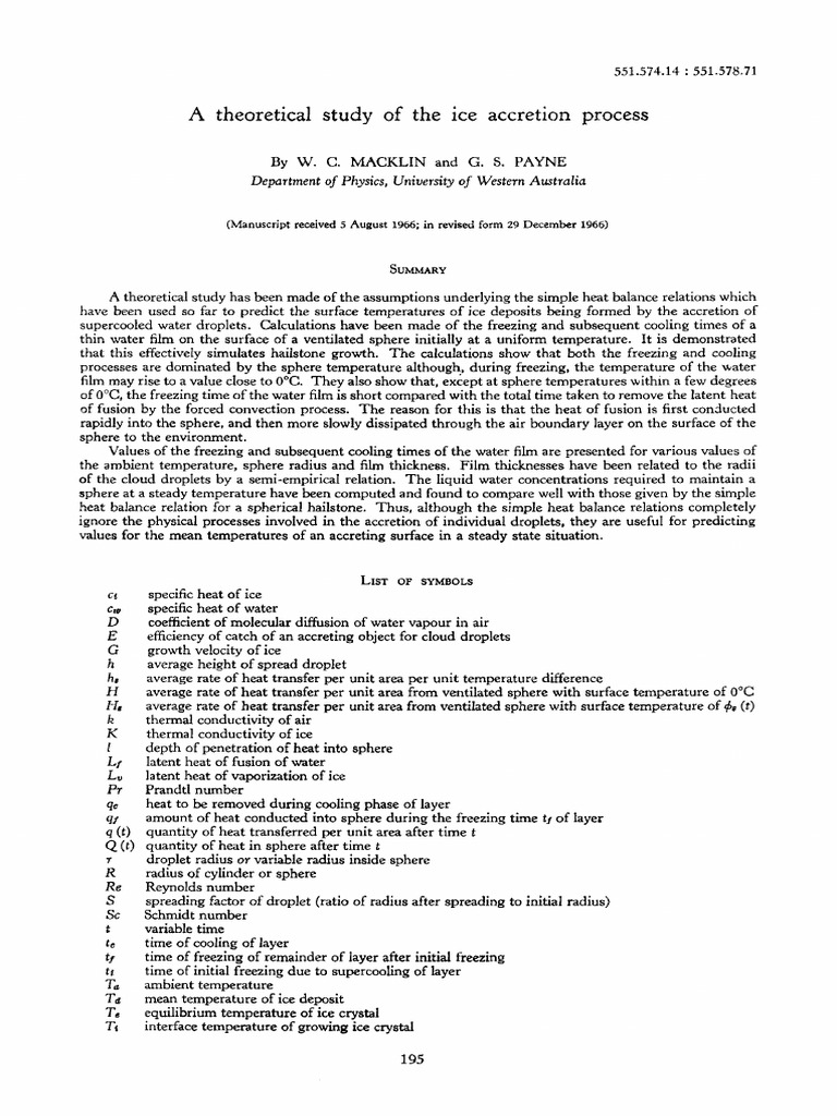 A Theoretical Study of The Ice Accretion Process | PDF | Ice | Freezing