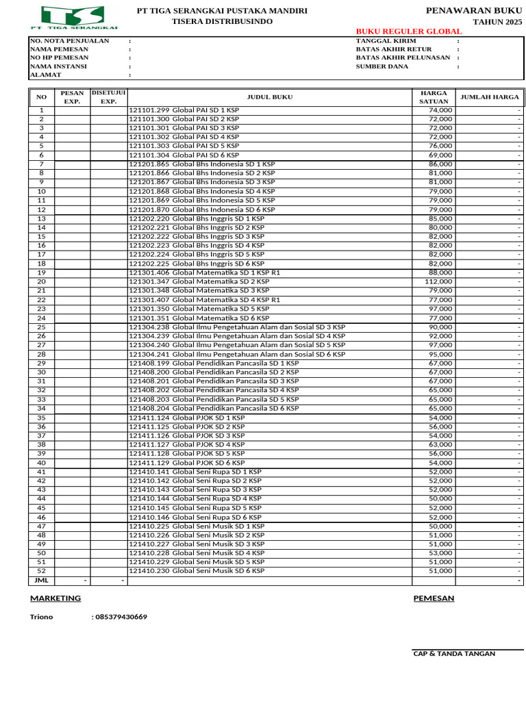 Surat Pesanan 2025 Reguler | PDF | Teknologi & Rekayasa