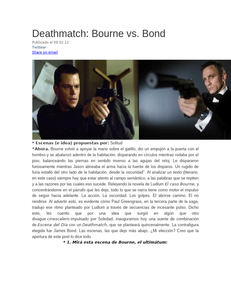 Bond Vs Bourne (Cinescalas) | PDF