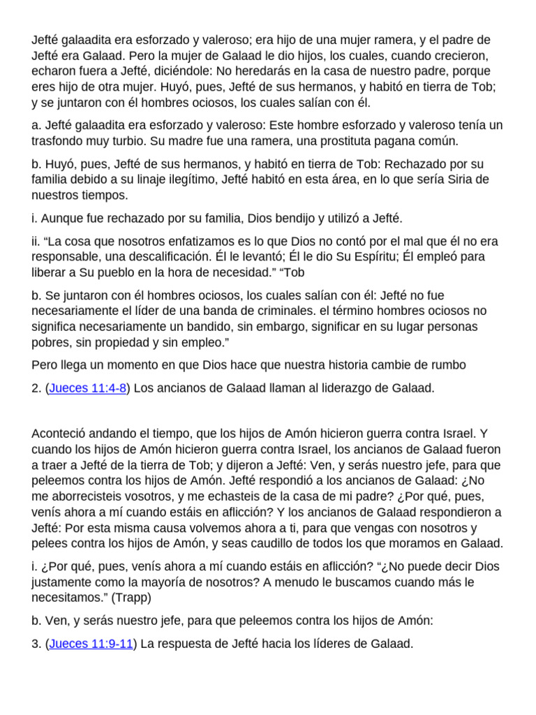Jefté: Valor y Voto en la Batalla | PDF | Cristo (título) | Creencia ...