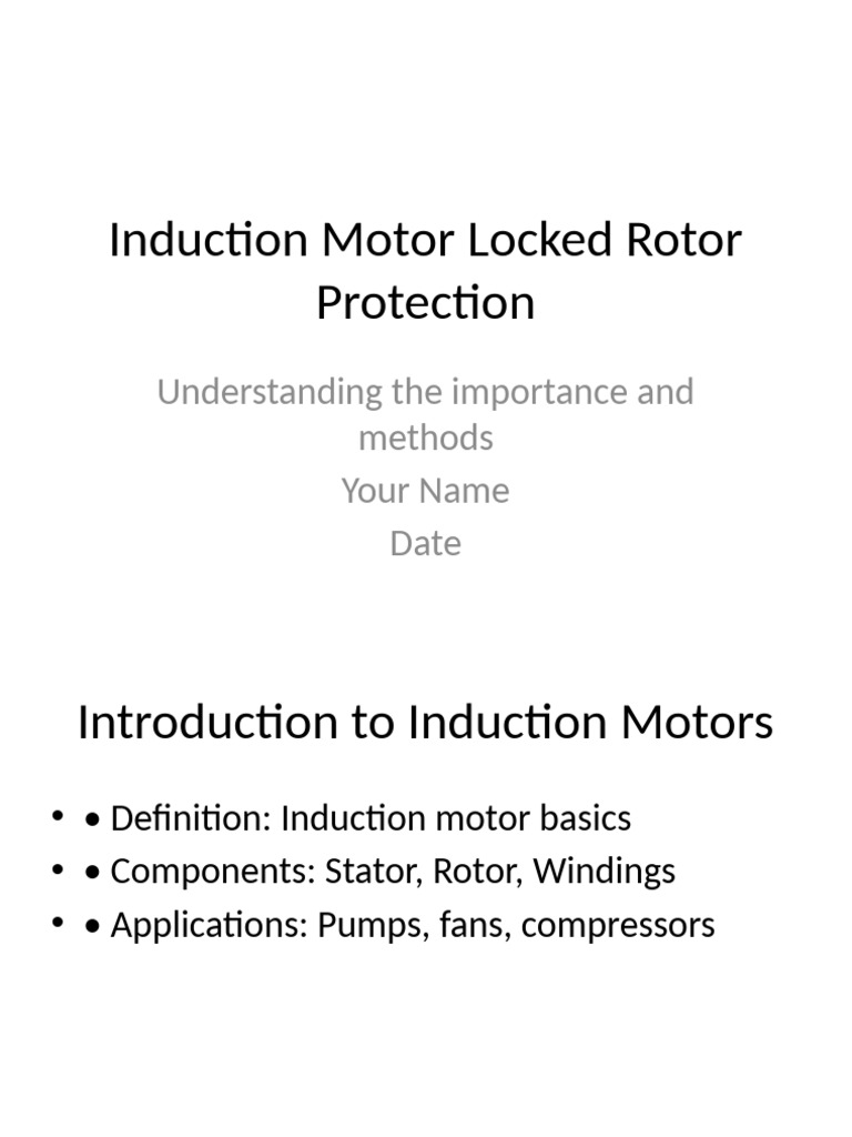 Induction Motor Locked Rotor Protection | PDF | Technology & Engineering