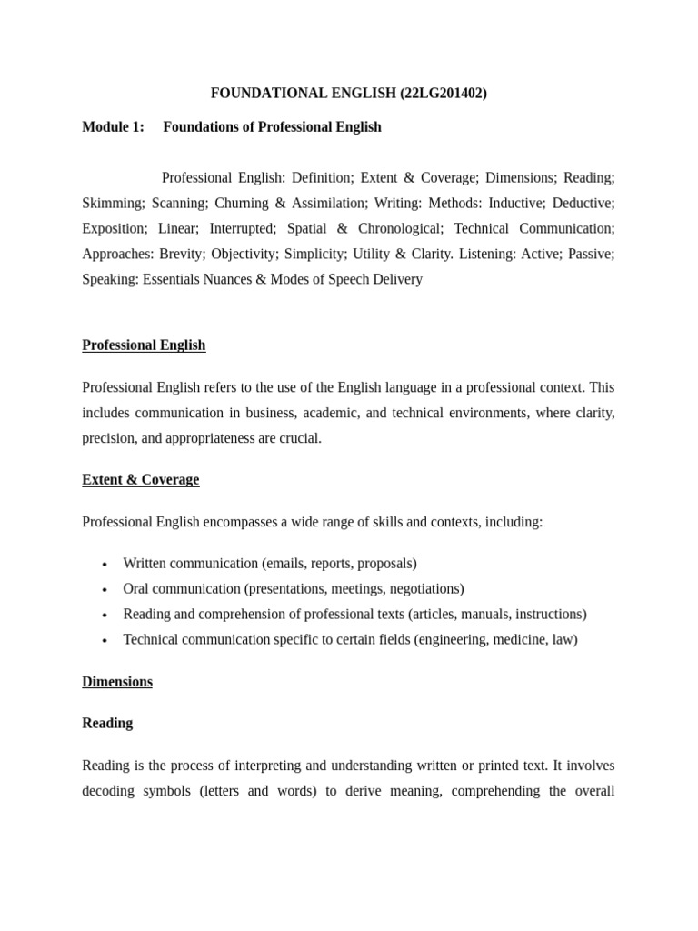 Course Material Foundational English | PDF | Nonverbal Communication ...